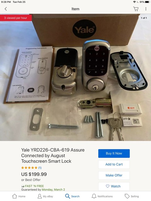 Yale Assure Smart Lock Touchscreen Satin Nickel YRD226-AZ-619 for sale ...