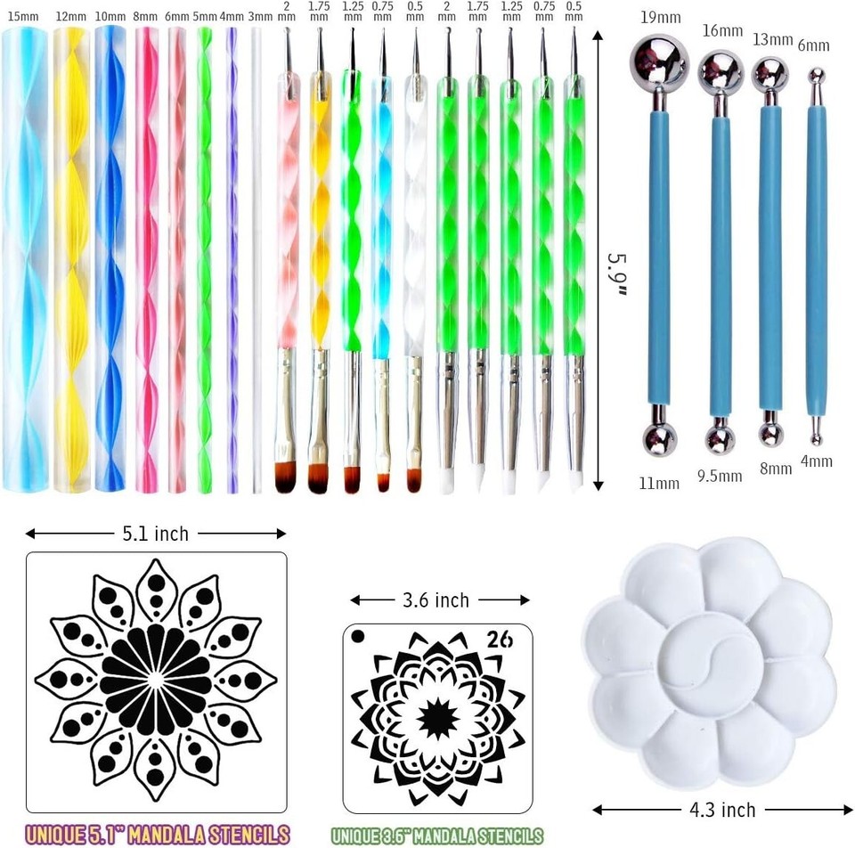 30 PCS Mandala Painting Tools Mandala Dotting Tools for Painting ...