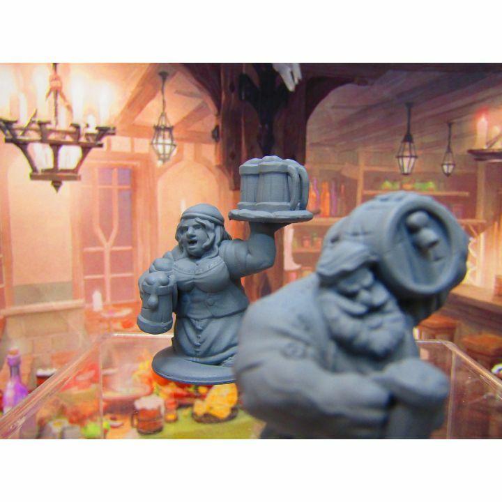 Dwarven Bartender and Waitress Mini Miniature Dwarf 3D Printed Model 28 ...