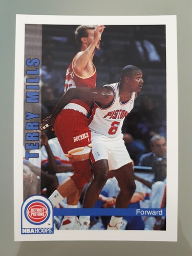 1992-93 NBA Hoops Terry Mills #381 Detroit Pistons Basketball Lesen ...