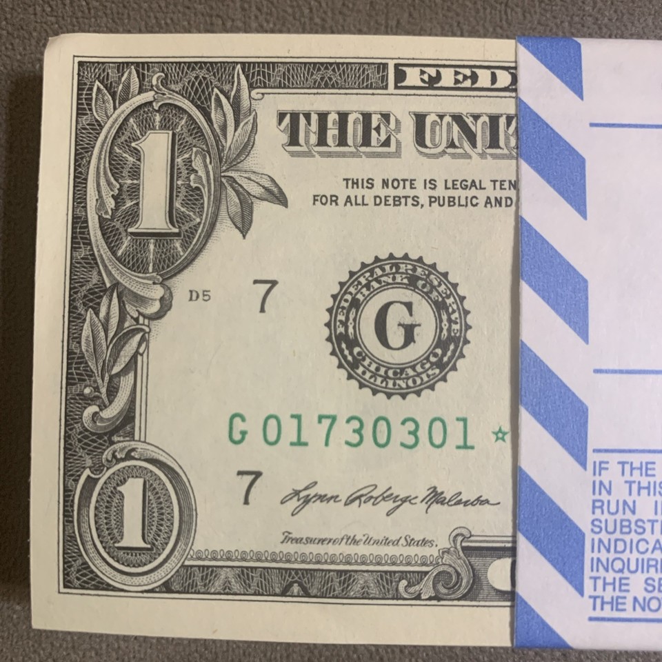 2021 (100) “G” SEAL CONSECUTIVE STAR NOTES $1 DOLLAR BILL UNC FULL BEP ...