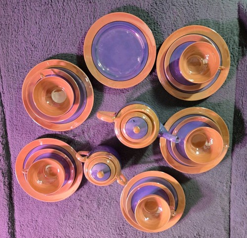 Takito Lusterware Made In Japan 5 Cups & Saucers 6 Desert Plates Teapot ...