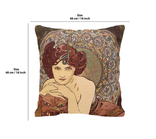Mucha Emeraude European Tapestry Cushion Cover Home Decor Woven Pillow ...