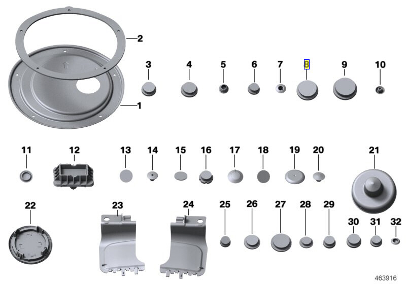BMW 35 mm Hole Blanking Blind Plug Grommet Cover Cap 07147140849 New ...