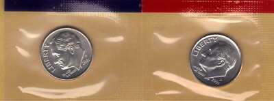 2001-P & D UNCIRCULATED BU ROOSEVELT DIMES IN MINT SET CELLO (2 coins ...
