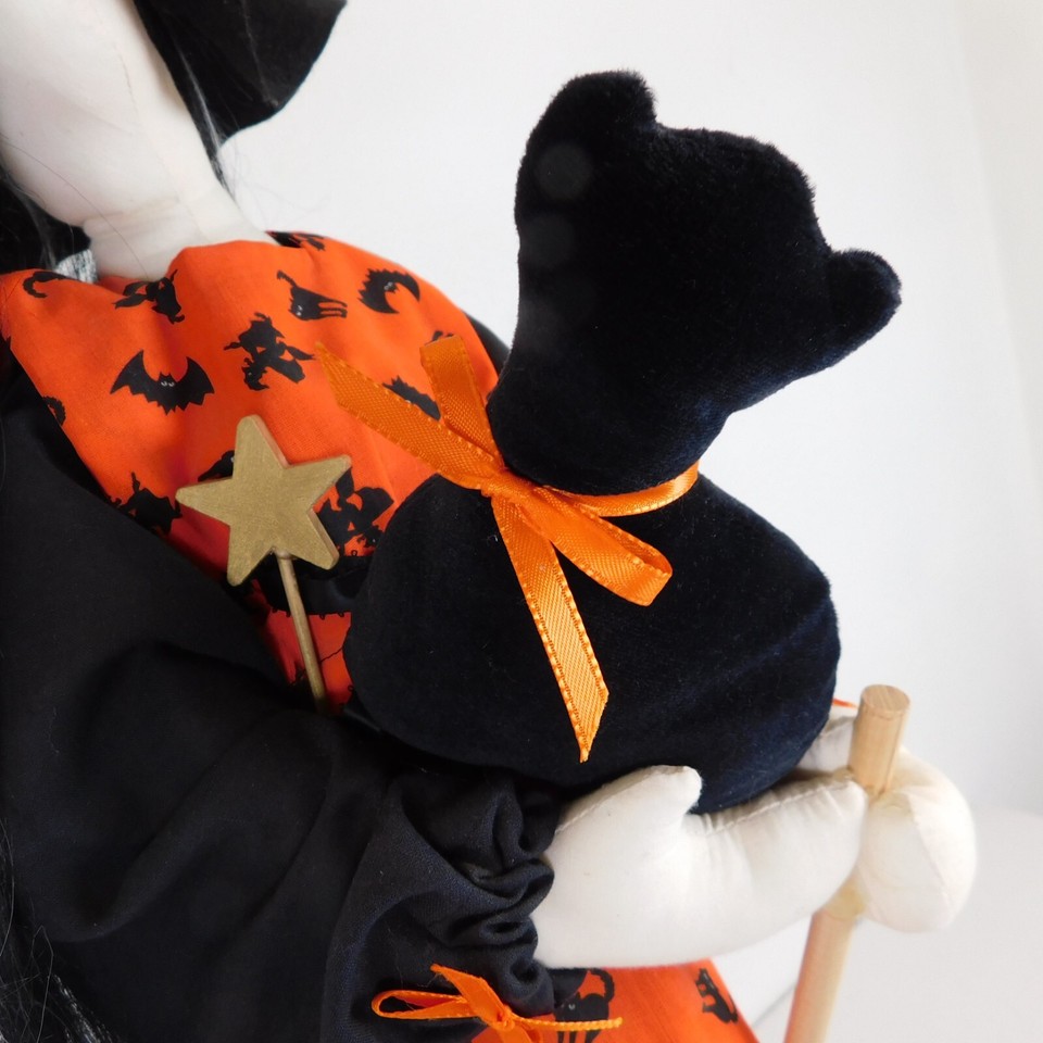 Halloween Witch Cloth Doll Free Standing 30" Tall Primitive Faceless ...