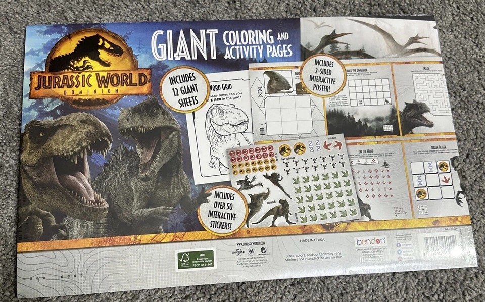 Jurassic World Dominion: Giant Coloring & Activity Pages Jurassic Park ...