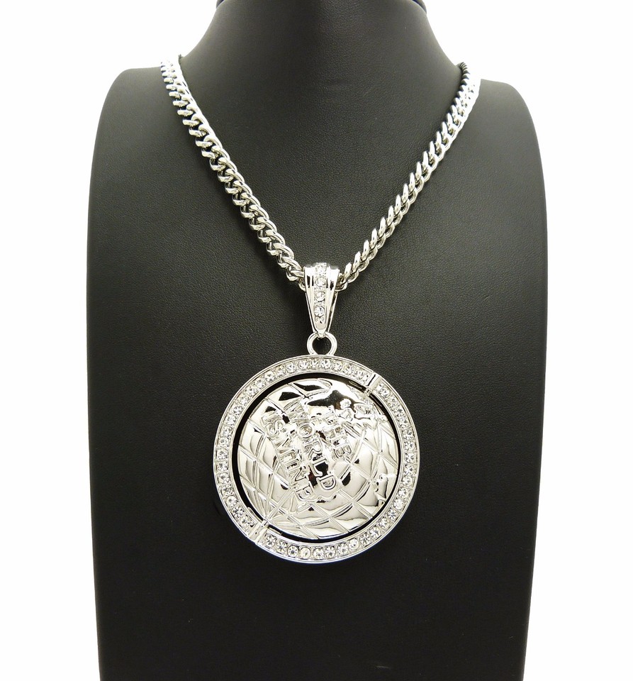 NEW THE WORLD IS MINE PENDANT & 30" CUBAN CHAIN HIP HOP NECKLACE ...