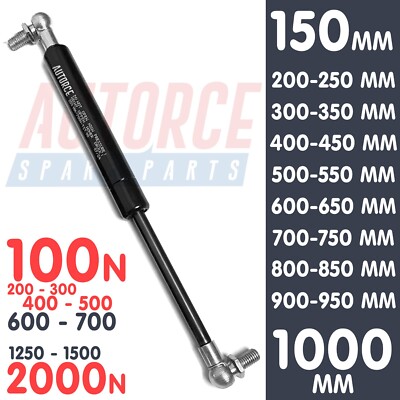 UNIVERSAL GAS STRUT HEAVY LID SUPPORT 150MM-1000MM 100N-2000N BALL ...