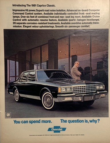 1980 Vintage Print Ad 1981 Chevrolet Caprice Classic | eBay