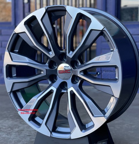 24'' inch Wheels fit Escalade Grey Machine Silverado GMC Yukon 2023 ...