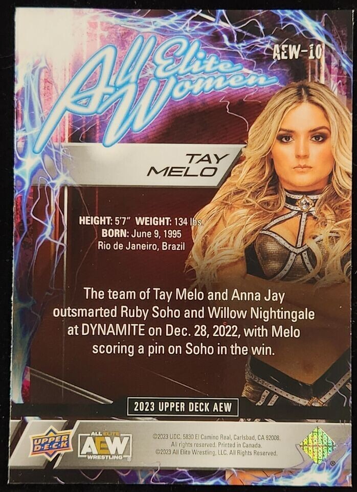 AEW Tay Melo All Elite Women Trading Card #AEW-10 2023 Upper Deck AEW ...