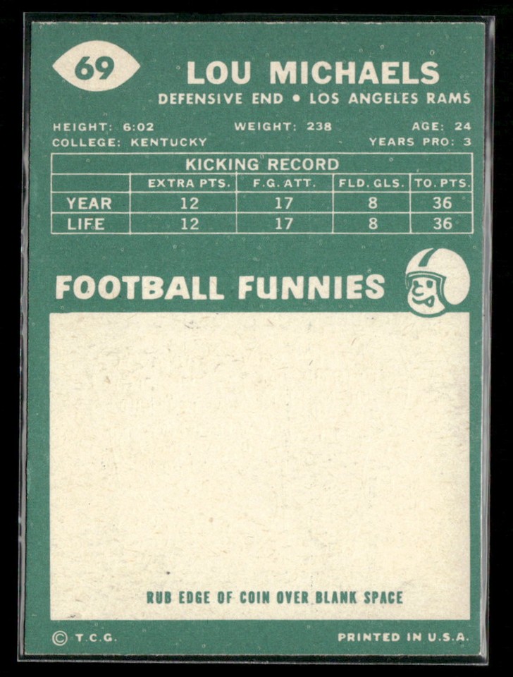 1960 Topps #69 Lou Michaels - EX/EX+ Set Break! RC | eBay