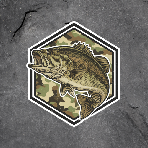 Bass sticker vinyl decal camo largemouth fishing outdoors | eBay