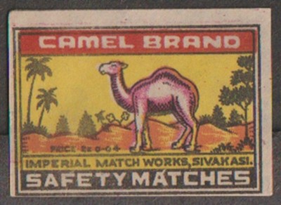 India vintage early matchbox label - Camel Brand | eBay UK