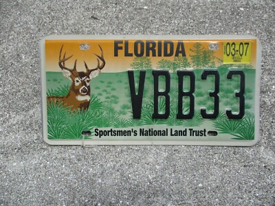 Florida 2007 Sportsmen's N.L.T. DEER license plate # VBB33 | eBay
