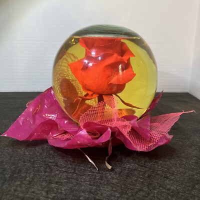 Forever Pink ROSE In Glass Ball Water Dome Globe Large Real Rose 6x6 in ...