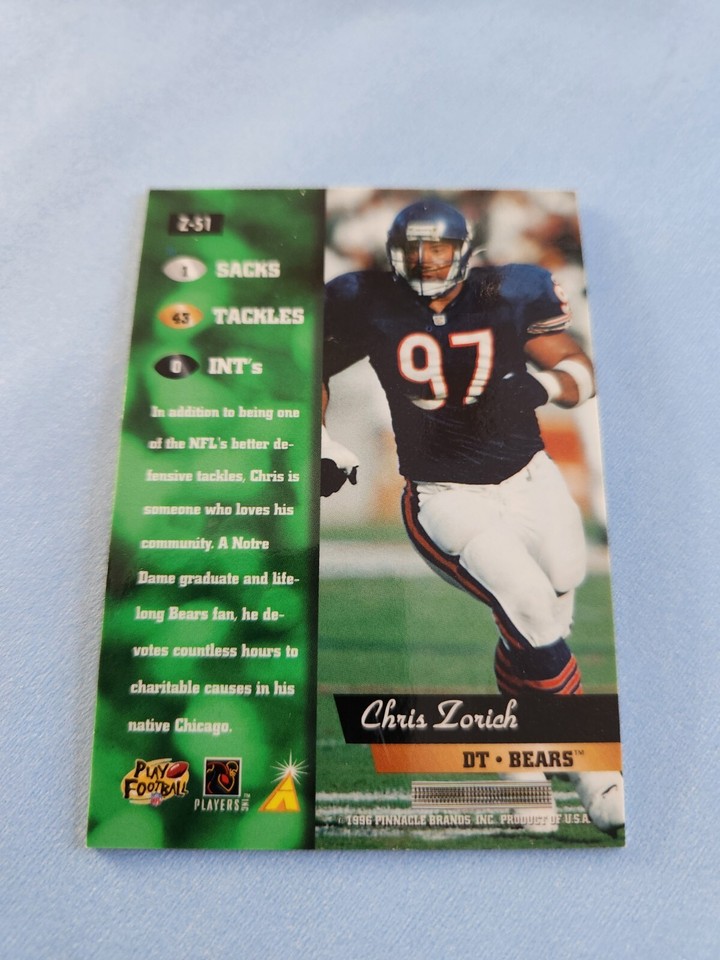chris zorich 1996 ZENITH PINNACLE Z-51 BEARS DT | eBay