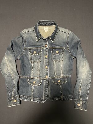 Old Navy Women’s Blue Denim 5 Snap Up Rounded Lapels Jean Jacket ...