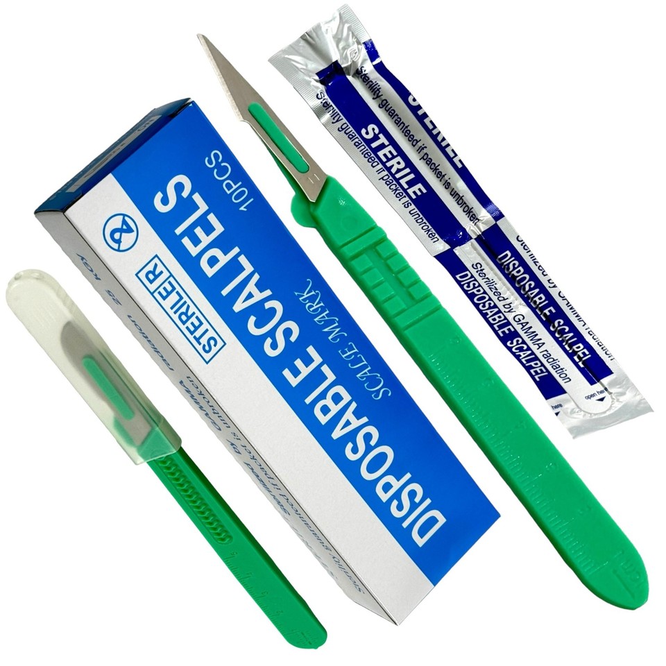 Sterile Disposable Scalpel No. 11 (10/Pack) w/ Plastic Handle - Carbon ...