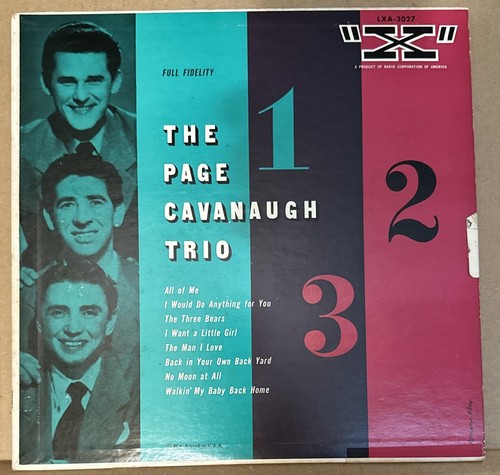 The Page Cavanaugh Trio (Self Titled) ~ "X" Label LXA-3027 LP Mono 10 ...
