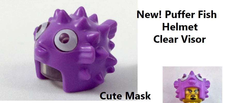 LEGO Minifigure Puffer Fish Mask Purple Helmet with Visor Fins Spikes ...