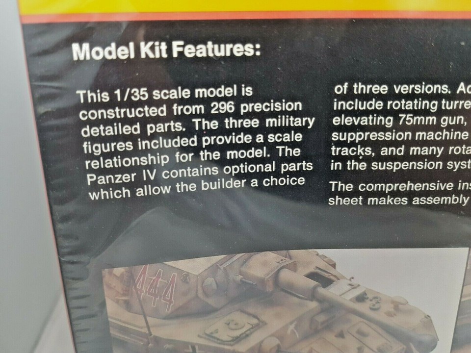 Testors Panzer IV Italeri 808 Sealed NIB Tank Model 1/35 Scale Kit 3 ...