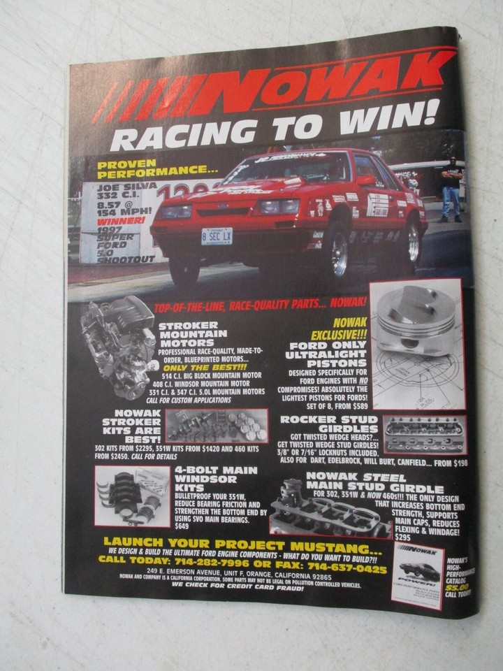 SUPER FORD MAGAZINE AUGUST 1998 5.0 BLOWERS TURBOS NITROUS 10 SEC 4.6 ...