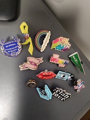 pins mostly girl power theme, 13 pieces | eBay