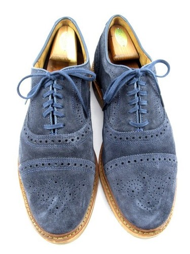 Allen Edmonds "STRAND" VERSE Cap-Toe Oxfords 10 D Navy Suede WORN ONCE ...