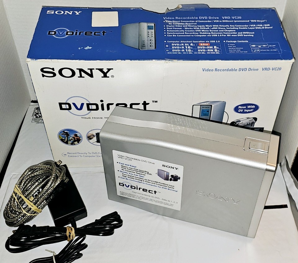 SONY VRD-VC20 Video Recordable VCR to DVD Drive Original Cables & Box ...