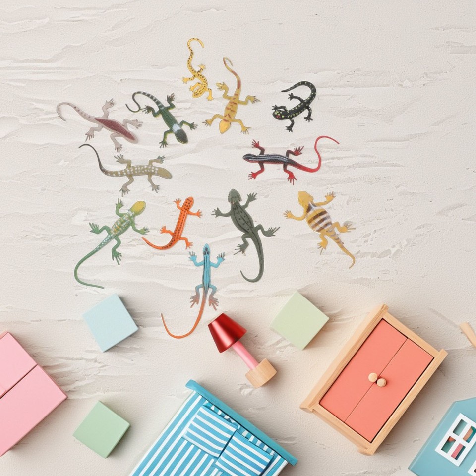 12 Pcs Lizard Toy Child Simulation Reptiles Toys Plastic Gecko Models ...