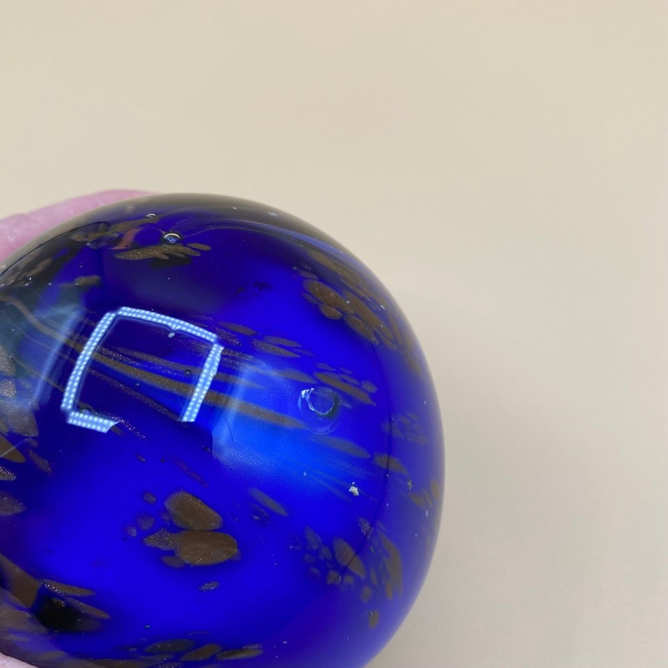 Art Glass Sphere Cobalt Blue Gold Swirl Decorative Paperweight Orb | eBay