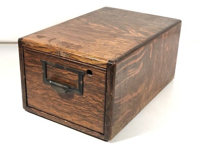 Vintage Globe Wernicke Solid Oak Index Card File Box Drawer Display ...
