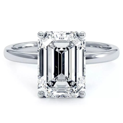 Solitaire 8.00 Ct H VS2 Lab Grown Emerald Cut Fancy Blue Diamond Ring ...