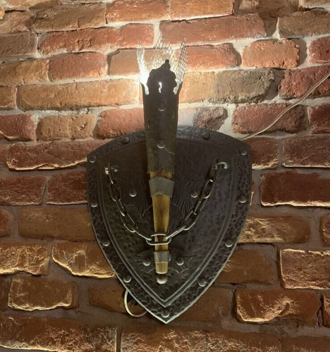 Wall Sconce Lantern Viking Medieval Castle Shield Antique Lamp Light ...