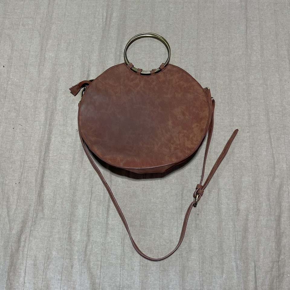 Anthropologie Purse Marla Cross Body Round Brown Faux Leather Whip ...