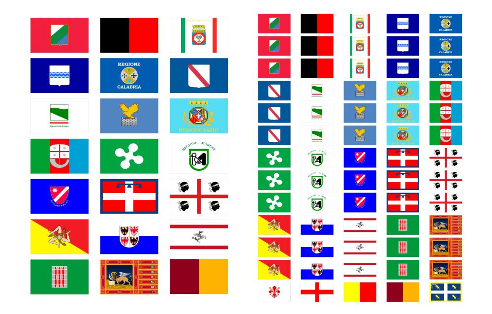 Italy Italian Region and City Flag Stickers rectangular 21 or 65 per ...