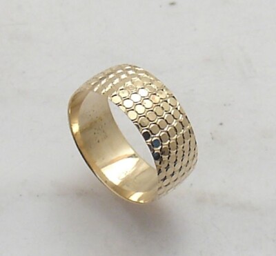 Size 8 Technibond Honeycomb Diamond Cut Band Ring 14K Yellow Gold ...