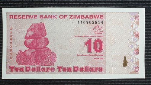 ZIMBABWE $10 2009 P94 Prefix AA UNC Banknote | eBay