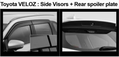 Genuine Toyota Veloz Side Visor Door + Rear Roof Spoiler Black Plate ...