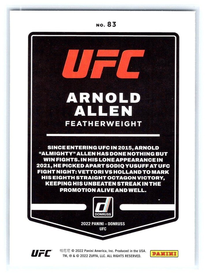 2022 Panini Donruss UFC #83 Arnold Allen | eBay