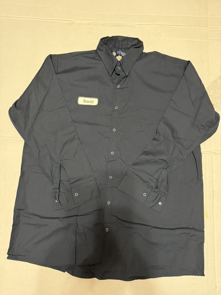 5- NEW UNIFIRST UNIWEAVE SOFT COMFORT UNIFORM WORK SHIRTS NAVY BLUE XXL ...