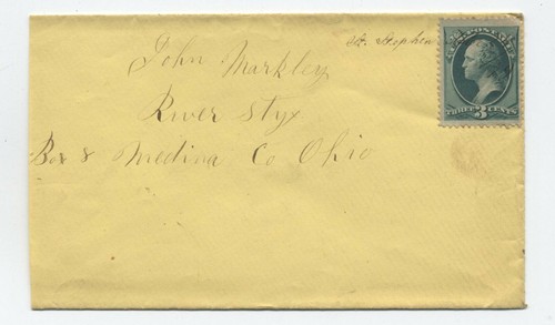 c1879 St. Stephen (Ohio?) manuscript postmark 3ct banknote cover [H.753 ...