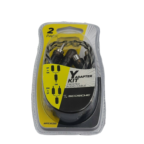 Scosche Y Adapter Kit 2 Pack Twisted Audio Cable Doubles Your RCA ...