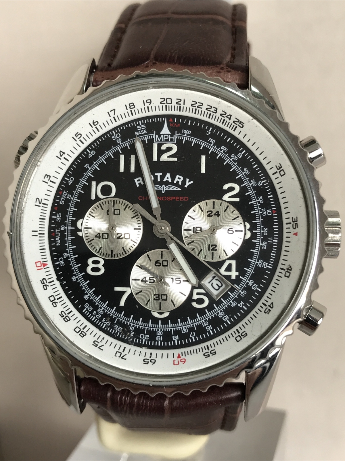 Rotary Men’s Chronospeed Chronograph Brown Leather Strap Watch GB03351 ...