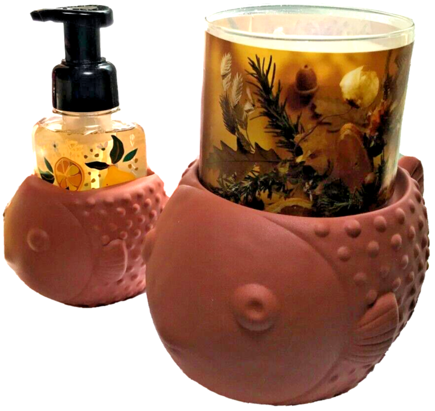 Bath & Body Works PUFFER FISH 3-Wick Candle Holder & Soap Holder ...