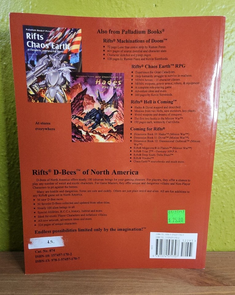 Rifts D-Bees of North America Palladium Books by Kevin Siembieda 2007 ...