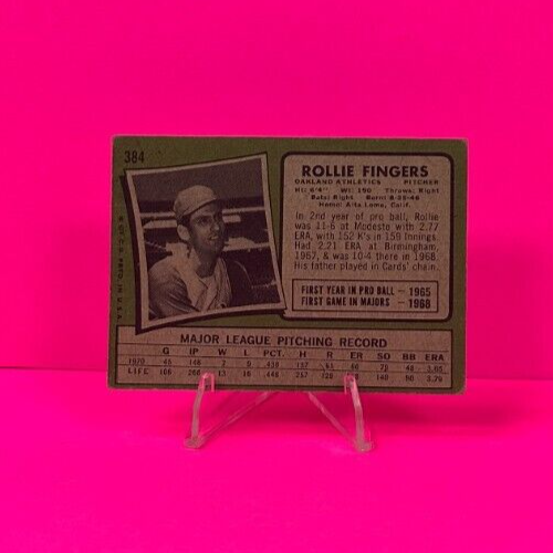 1971 Topps Baseball Card Rollie Fingers #384 VB$60 VG Range 22524 | eBay