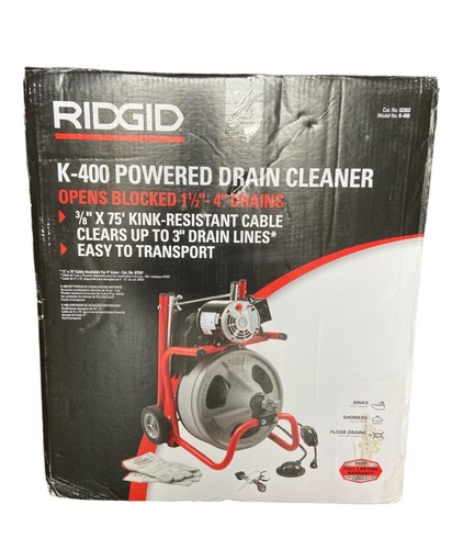 Ridgid K-400 Drain Cleaner Machine w/ 3/8" x 75ft Cable 52363 (Read ...